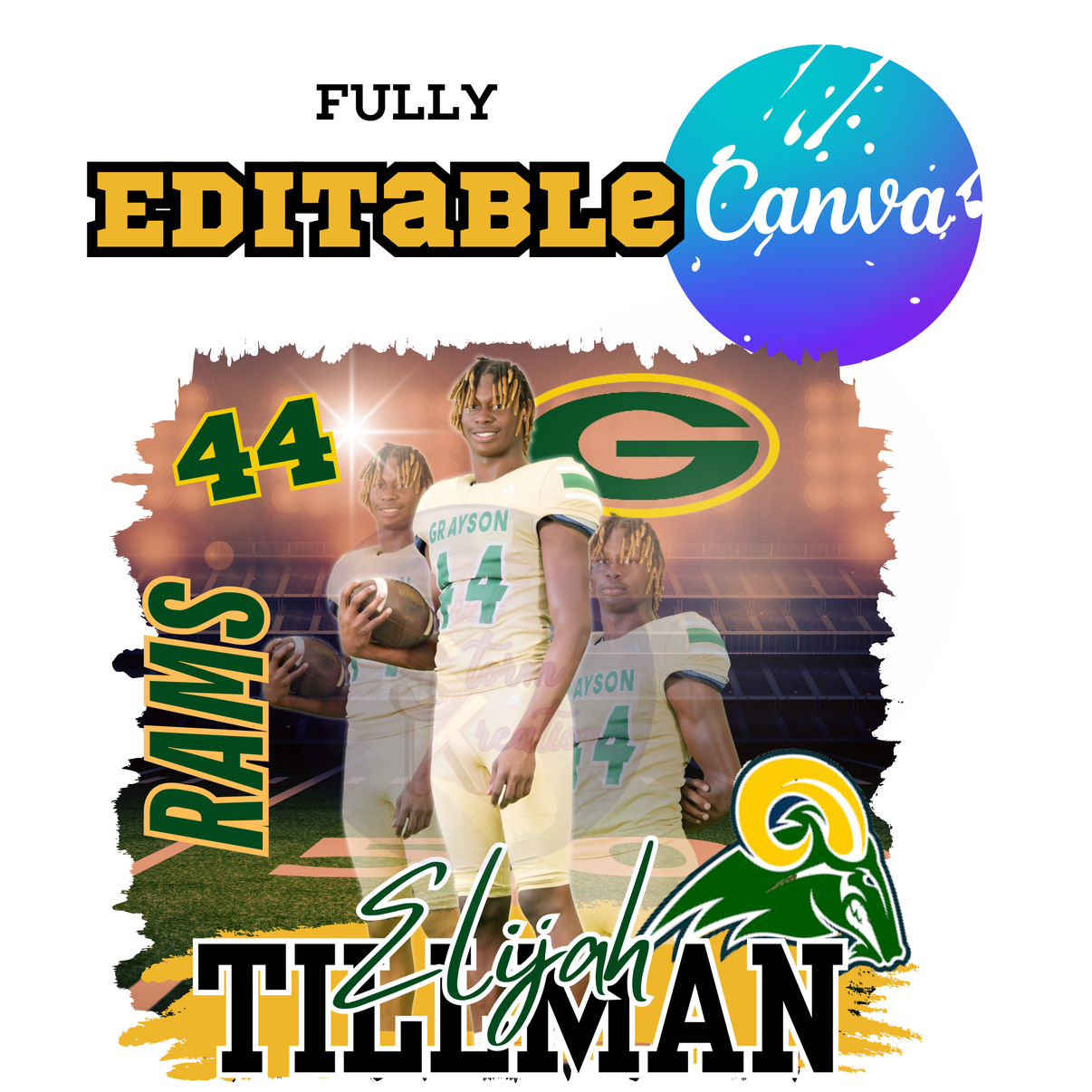 Editable Football Design Template w/ Mockup – Quiet Storm Digital Designz